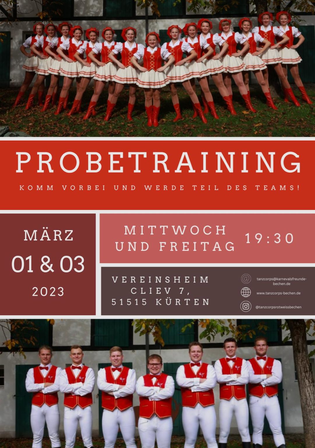 Probetraining 2023 – Tanzcorps Rot-Weiß Bechen